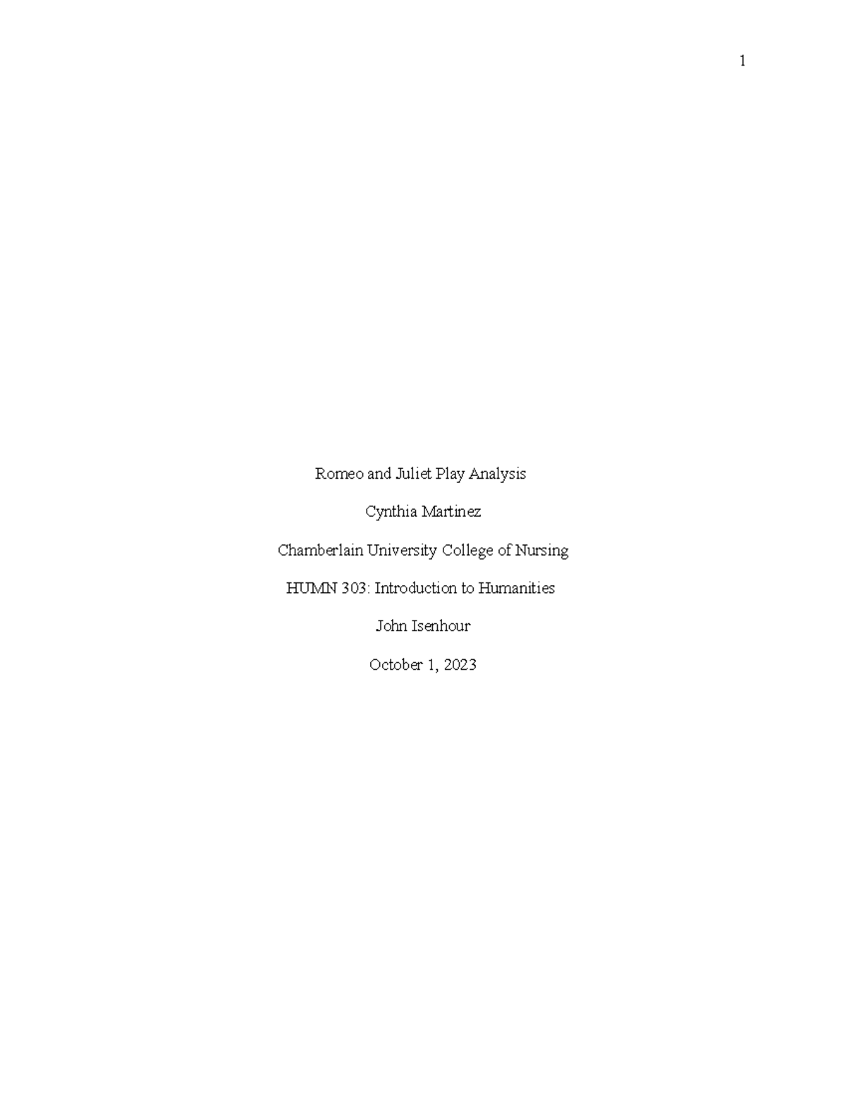 Romeo and Juliet Play Analysis - Romeo and Juliet Play Analysis Cynthia ...