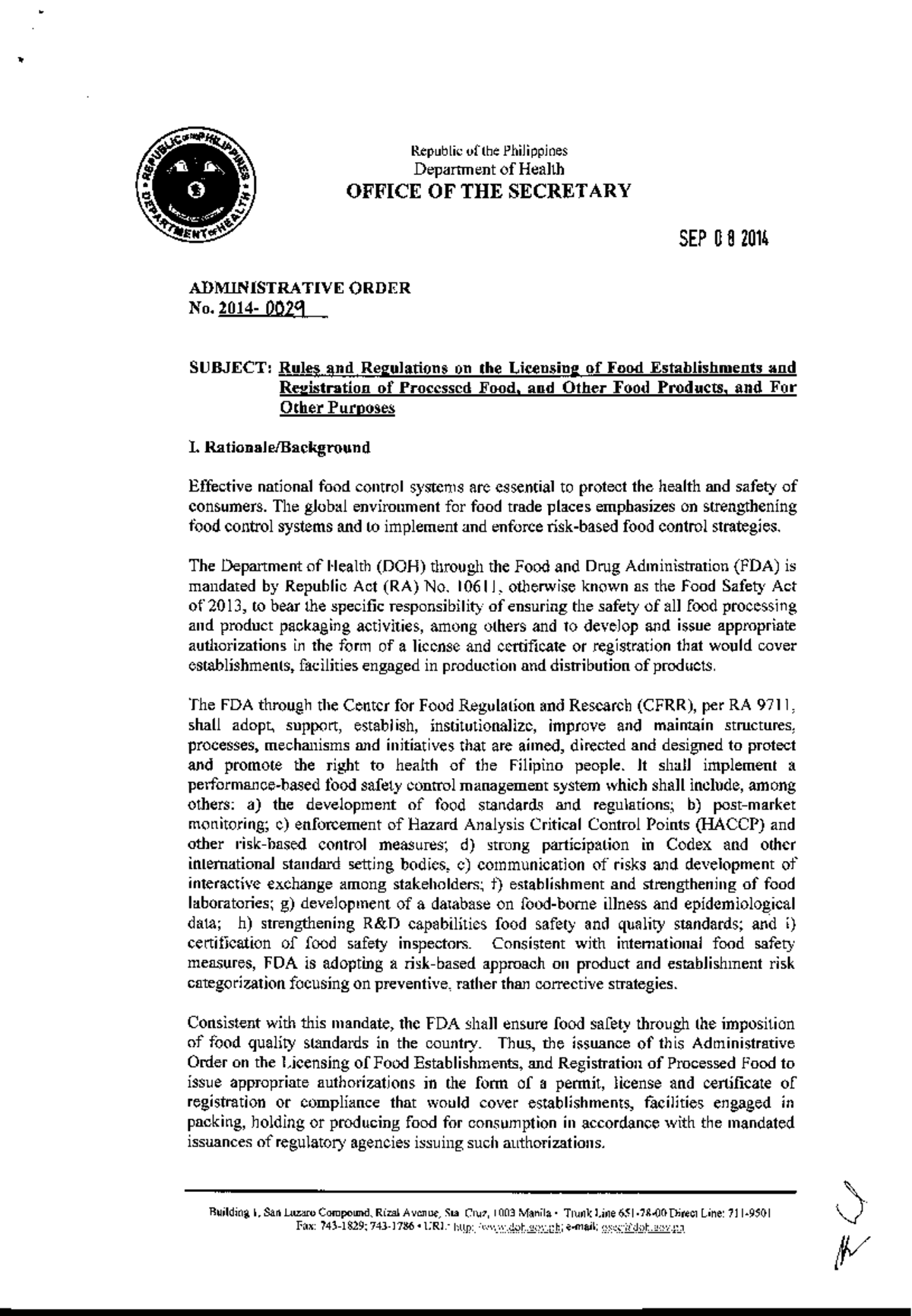 FDA Licensing FAO - Food Processing II - Studocu