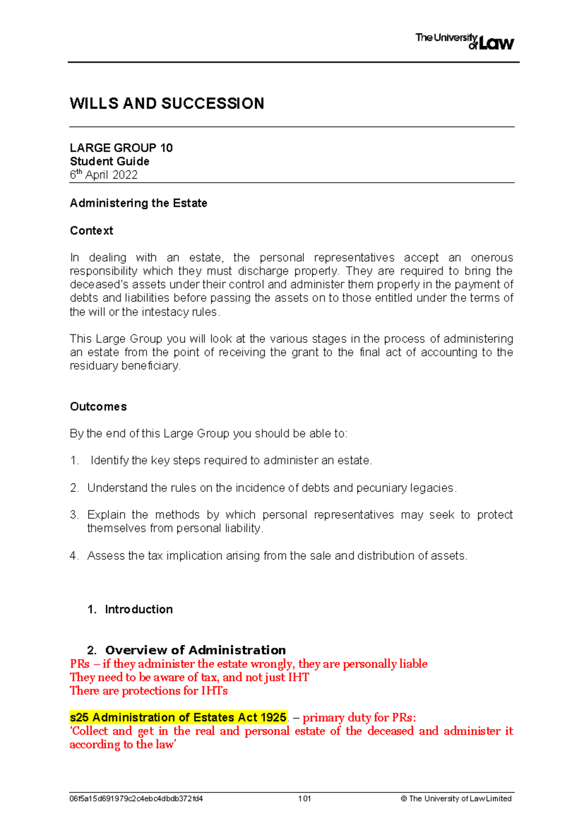 2122 will lg10 ce01 student guide - WILLS AND SUCCESSION LARGE GROUP 10 ...