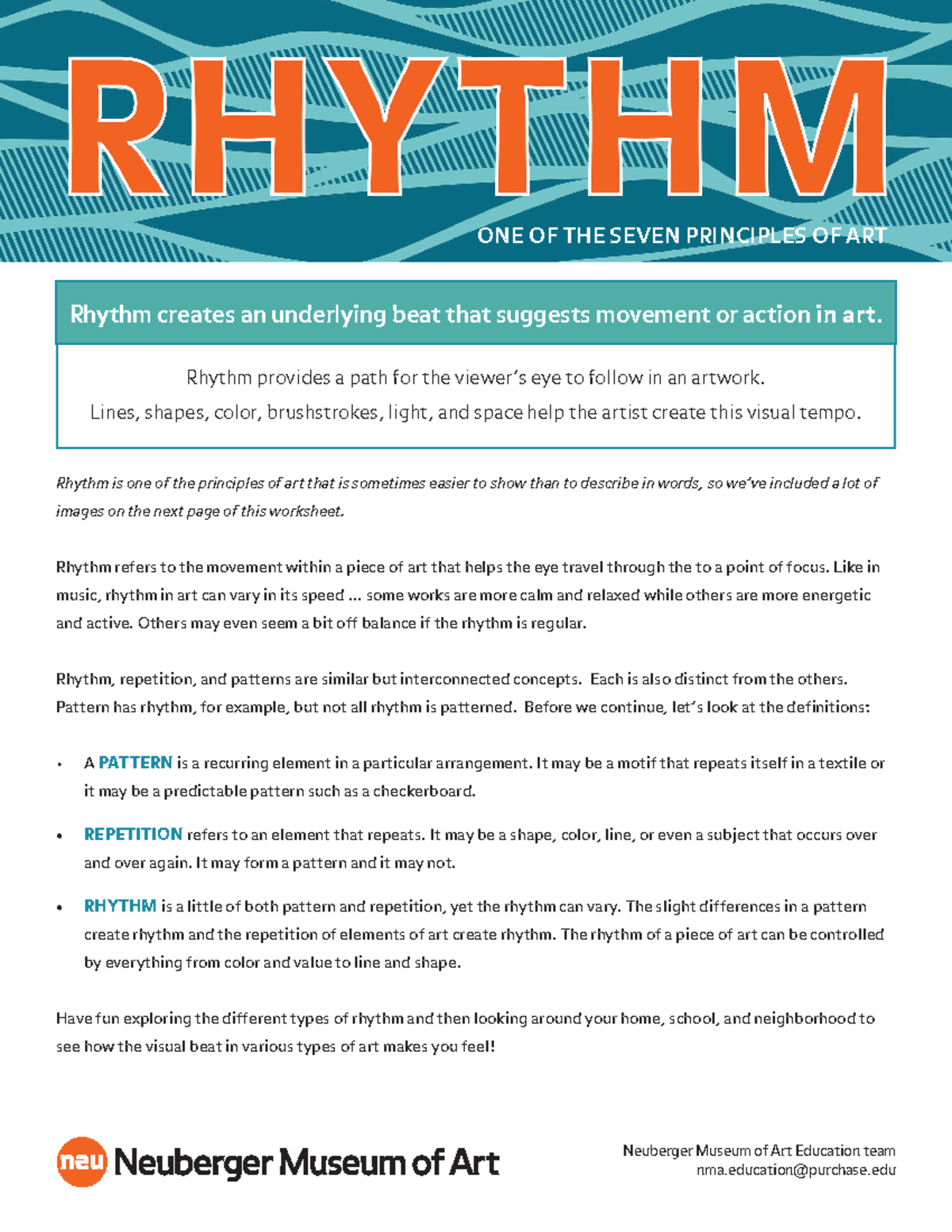 Activity principles of art rhythm - Neuberger Museum of Art Education ...