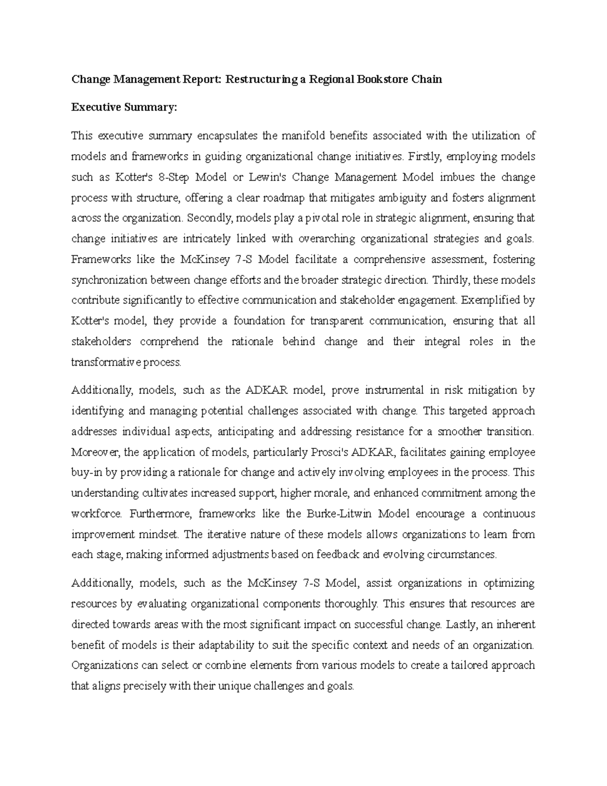 Change Management Report - Level 6 assignment 1 - Change Management ...