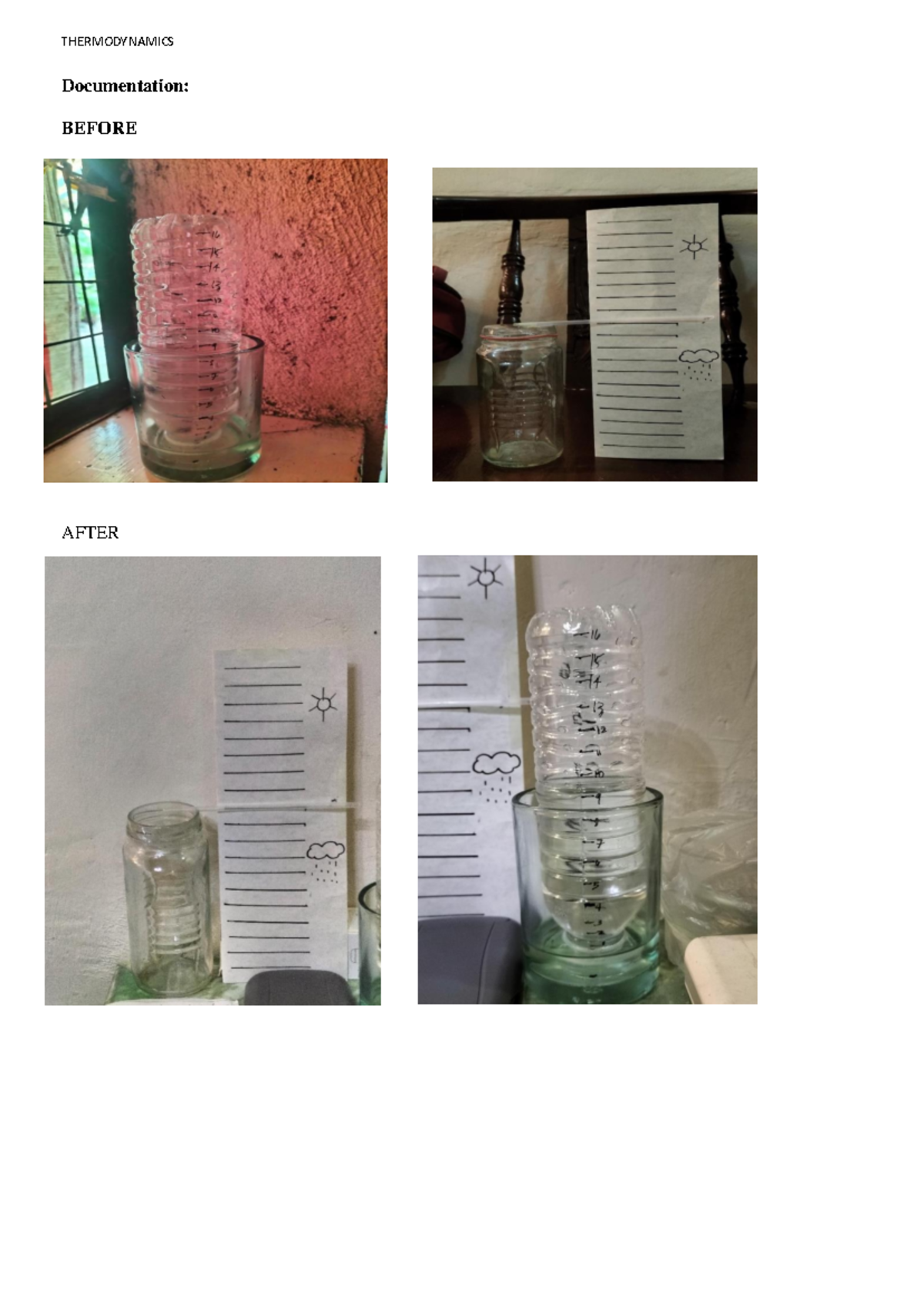 EXperemient No 1 Barometer - BSEd Sciences - THERMODYNAMICS Documentation: BEFORE AFTER - Studocu