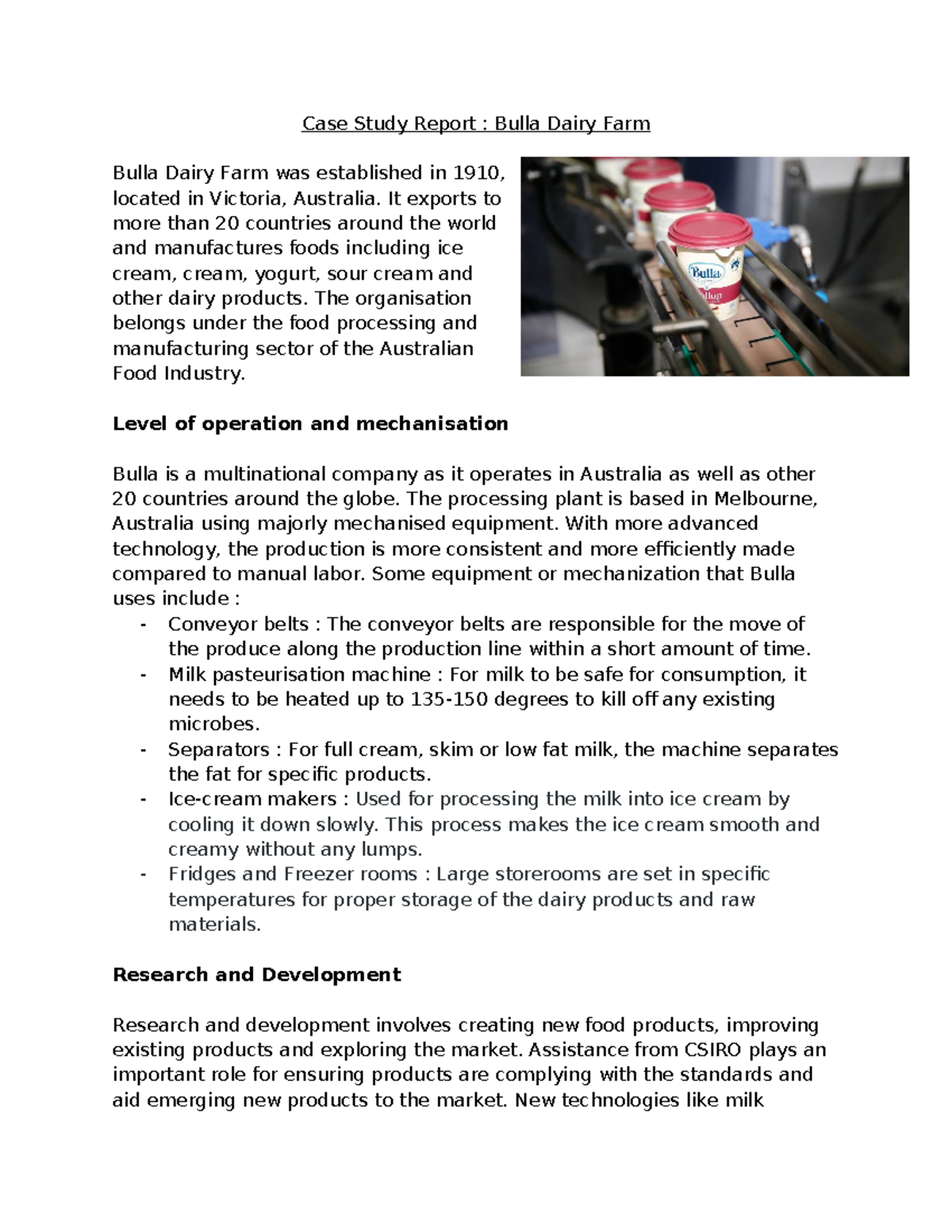 Food Tech - AFI Case Study - Bulla Dairy Farm - Case Study Report ...