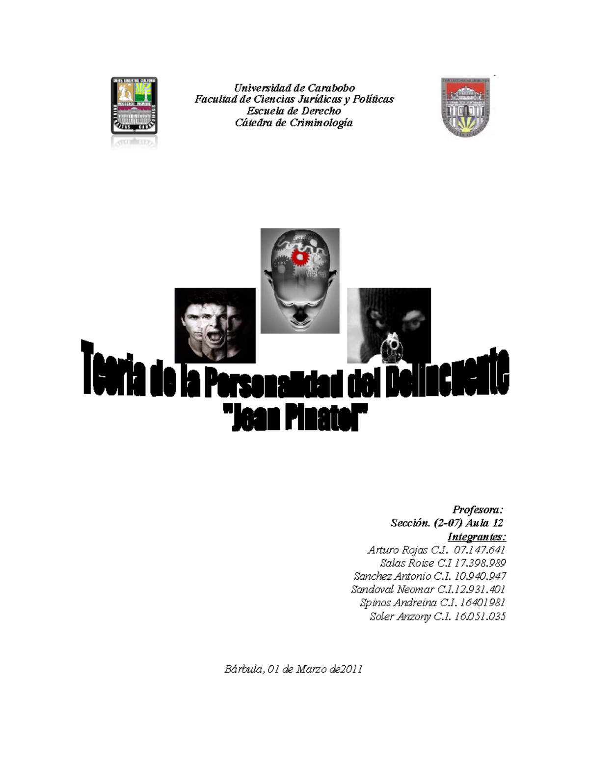 56771518 Jean Pinatel Teoria Personalidad Criminal 1 - Universidad de ...