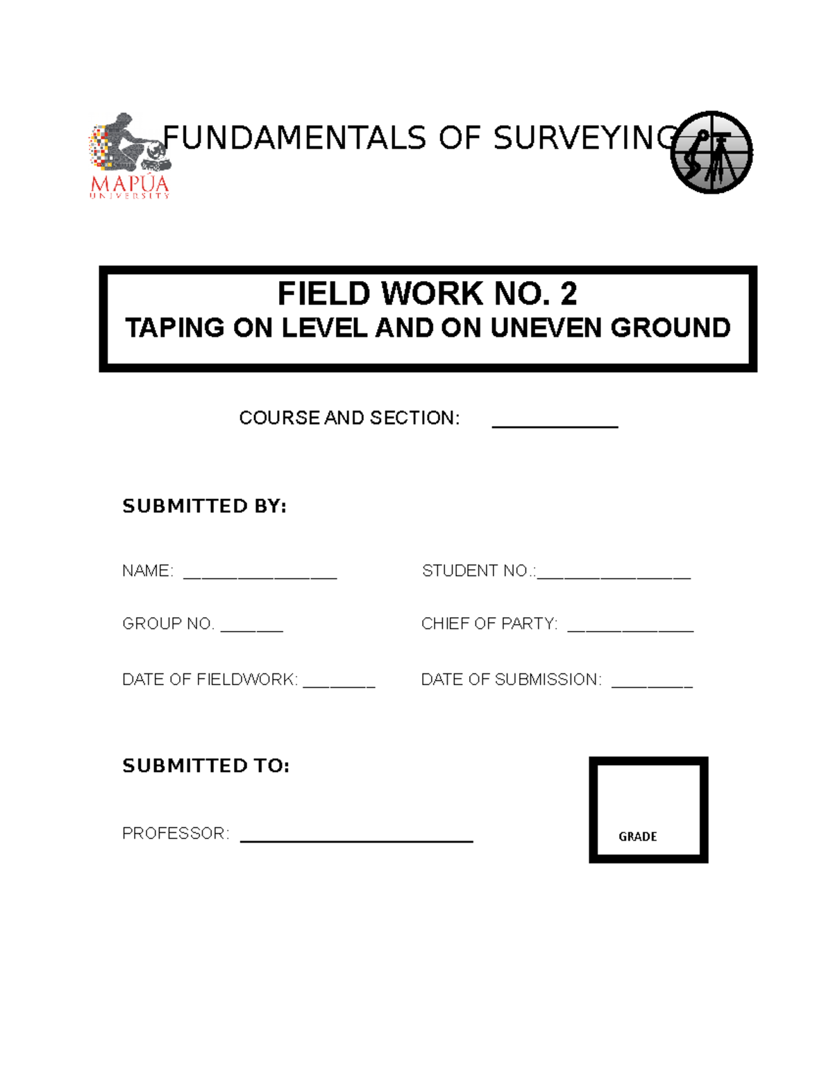 Fieldwork # 2 - None - COURSE AND SECTION: ____________ SUBMITTED BY: NAME ...