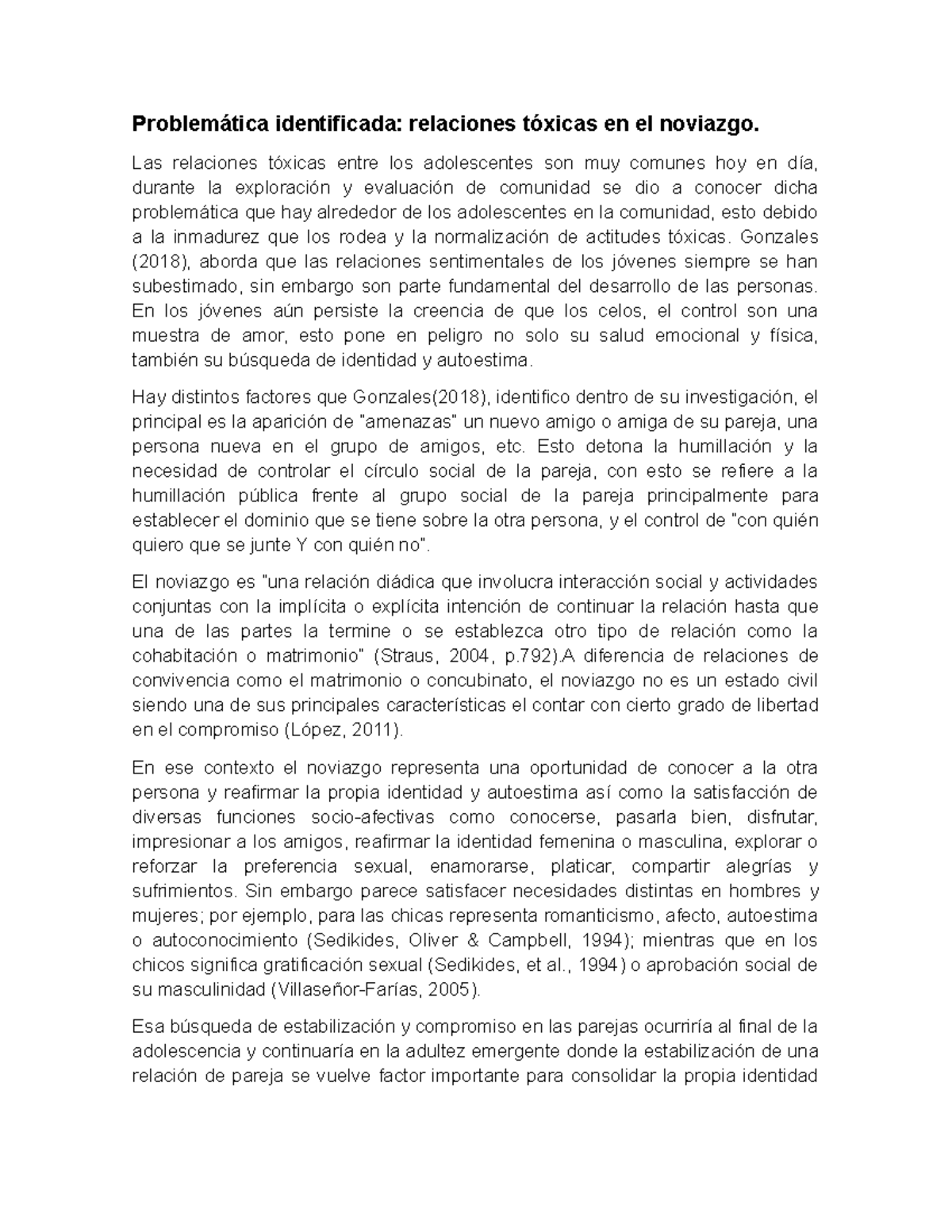 PIA Desarrollo humano - Apuntes - Problemática identificada: relaciones ...
