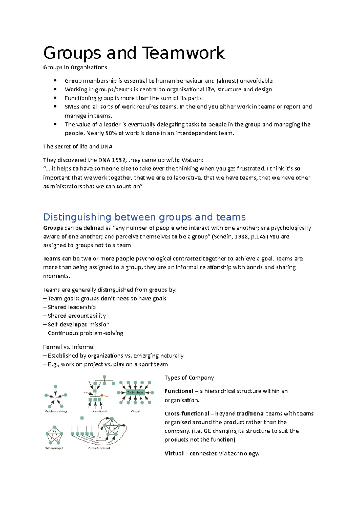 Lecture 4 - Groups and Teamwork - Groups and Teamwork Groups in Organisations Group membership ...