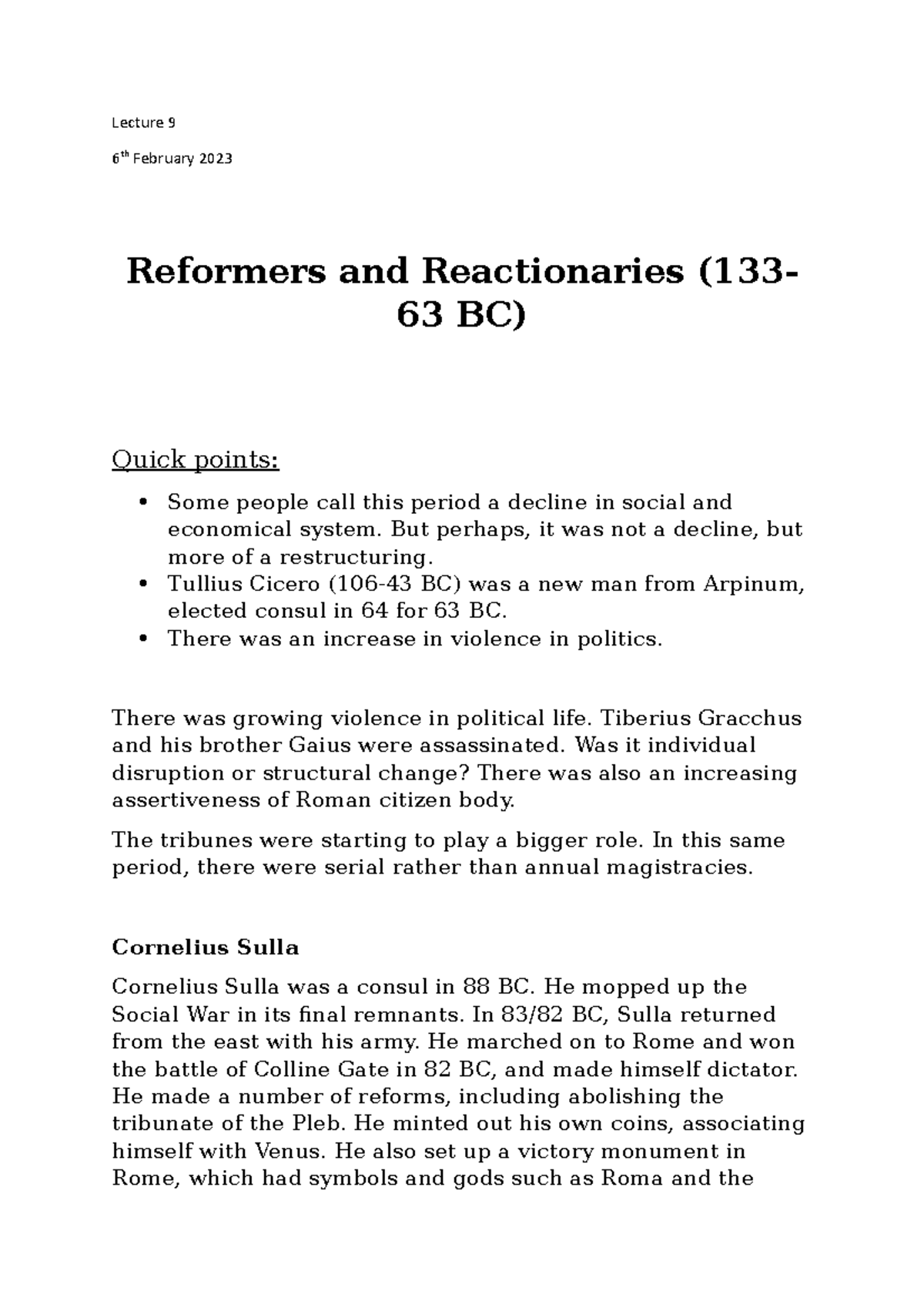 Lecture 9 (Reformers) - Lecture 9 6 th February 2023 Reformers and ...