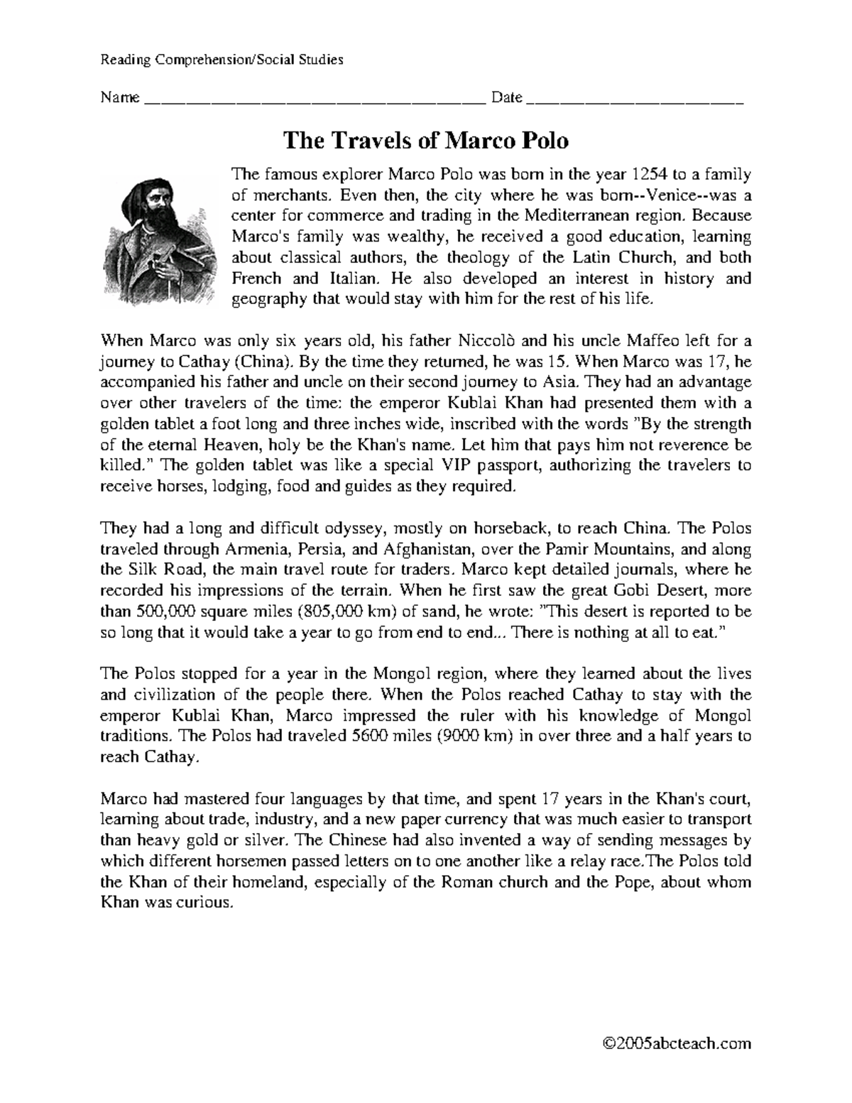 Marco Polo w writing task inc Answers - Name ...