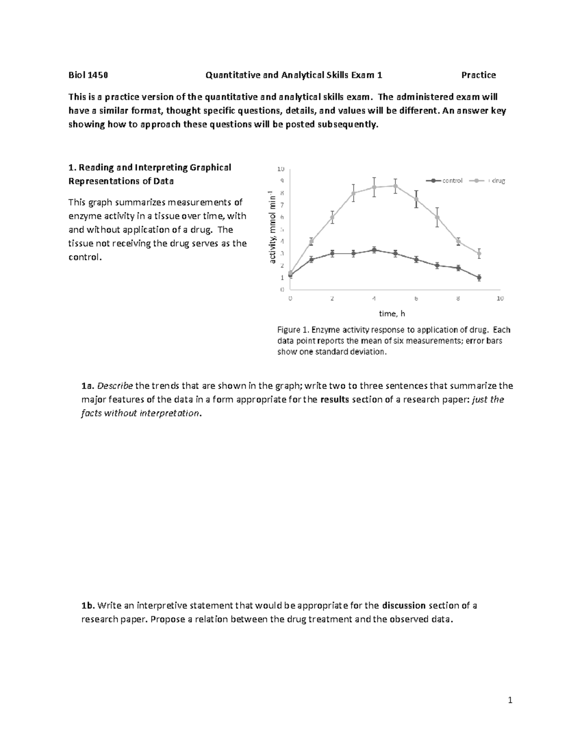 Quant exam 1 practice - practical information - Biol 1450 Quantitative ...