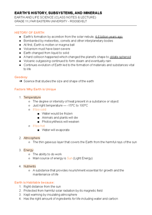 Perpetuation OF LIFE (Study Guide) - PERPETUATION OF LIFE EARTH AND ...