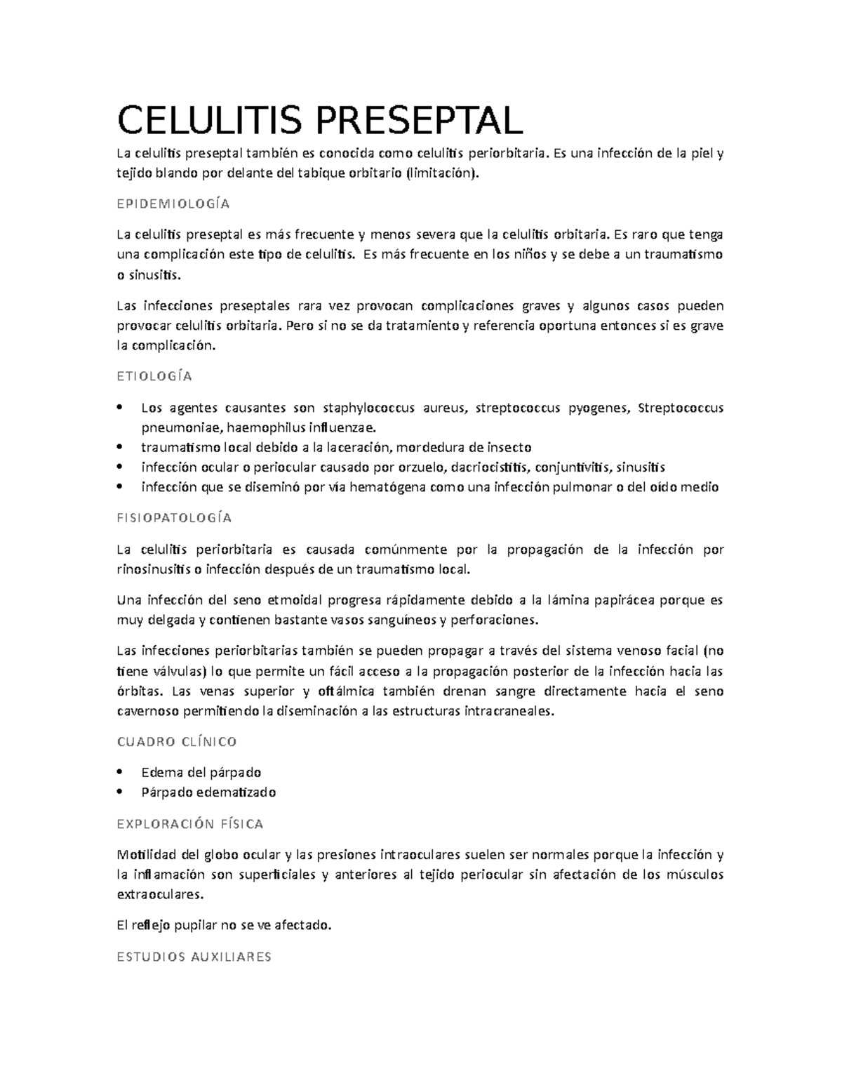 Celulitis Preseptal Y Orbitaria - CELULITIS PRESEPTAL La celuliis ...