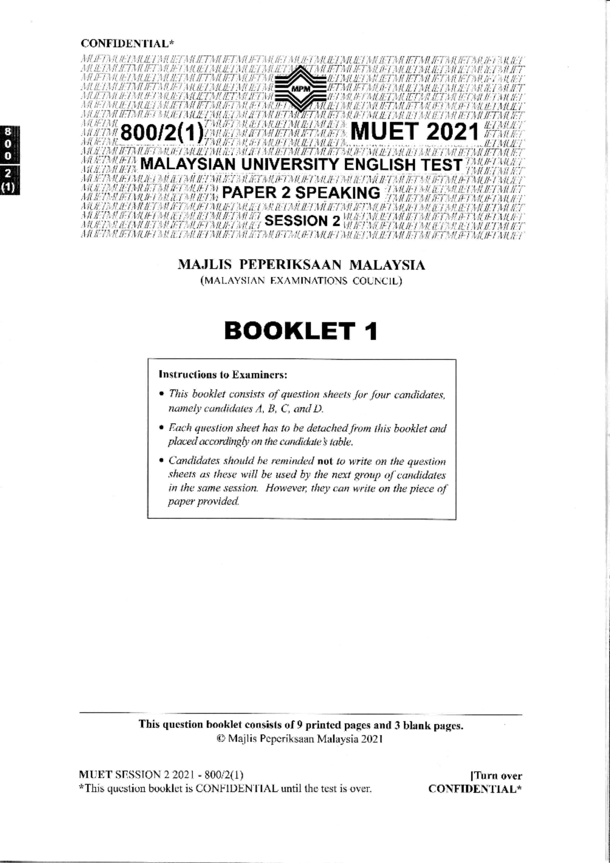 Muet speaking paper 2021 - Oral Communication in English - Studocu