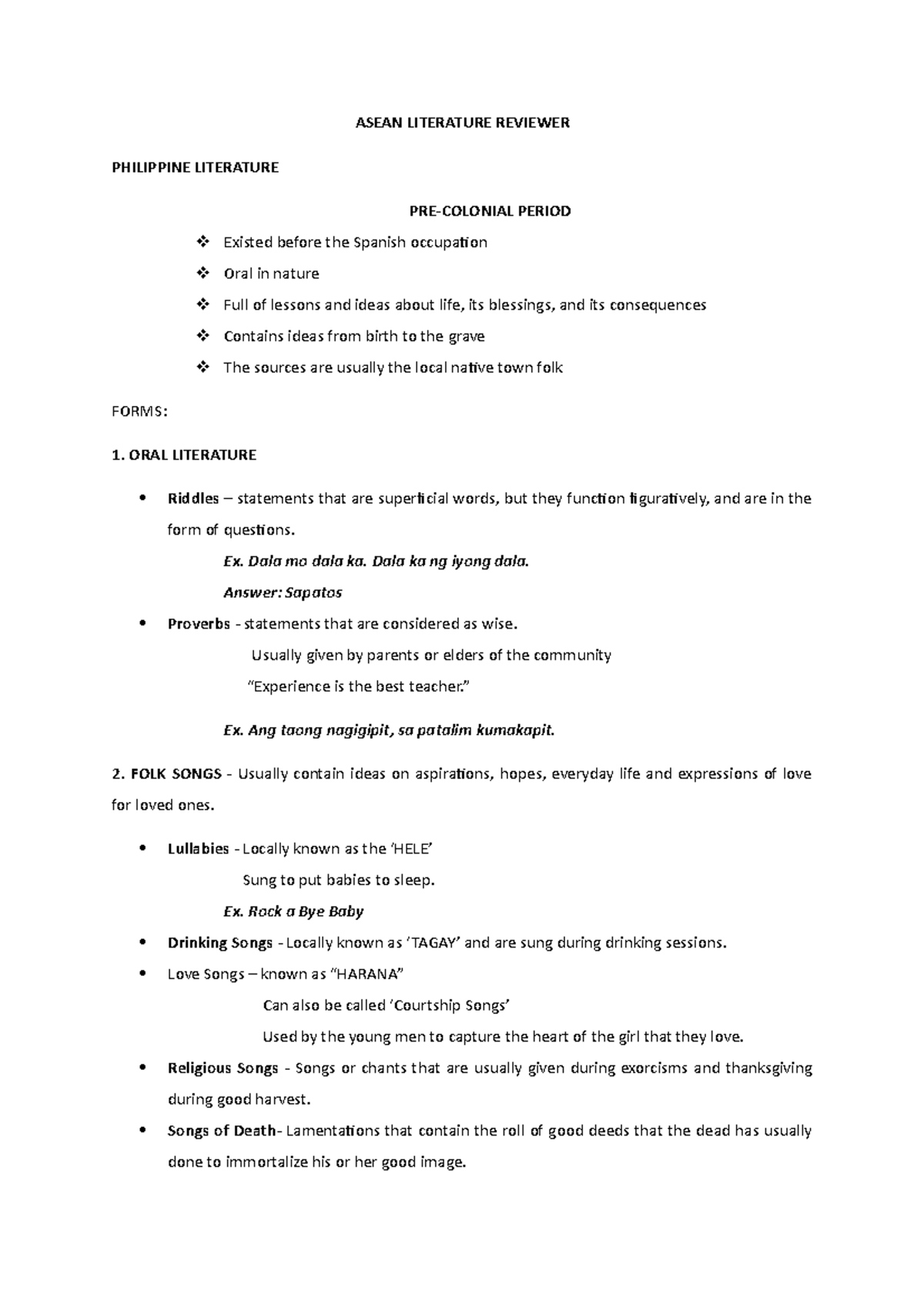 Asean- Literature- Reviewer - Business Administration - PangSU - Studocu