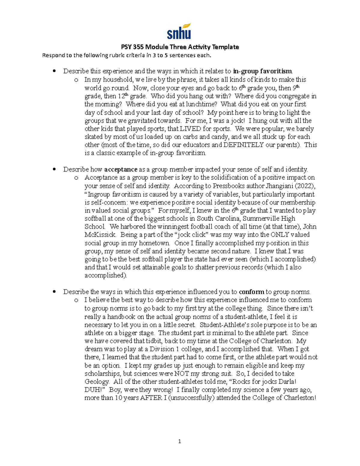 PSY 355 Module Three Activity Template - PSY 355 Module Three Activity ...