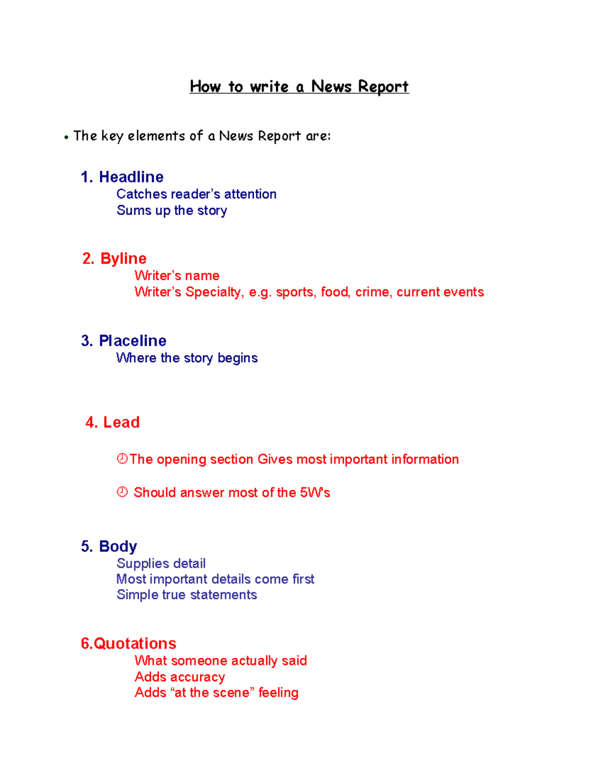 Media Write News Report 1 - How to write a News Report The key elements ...