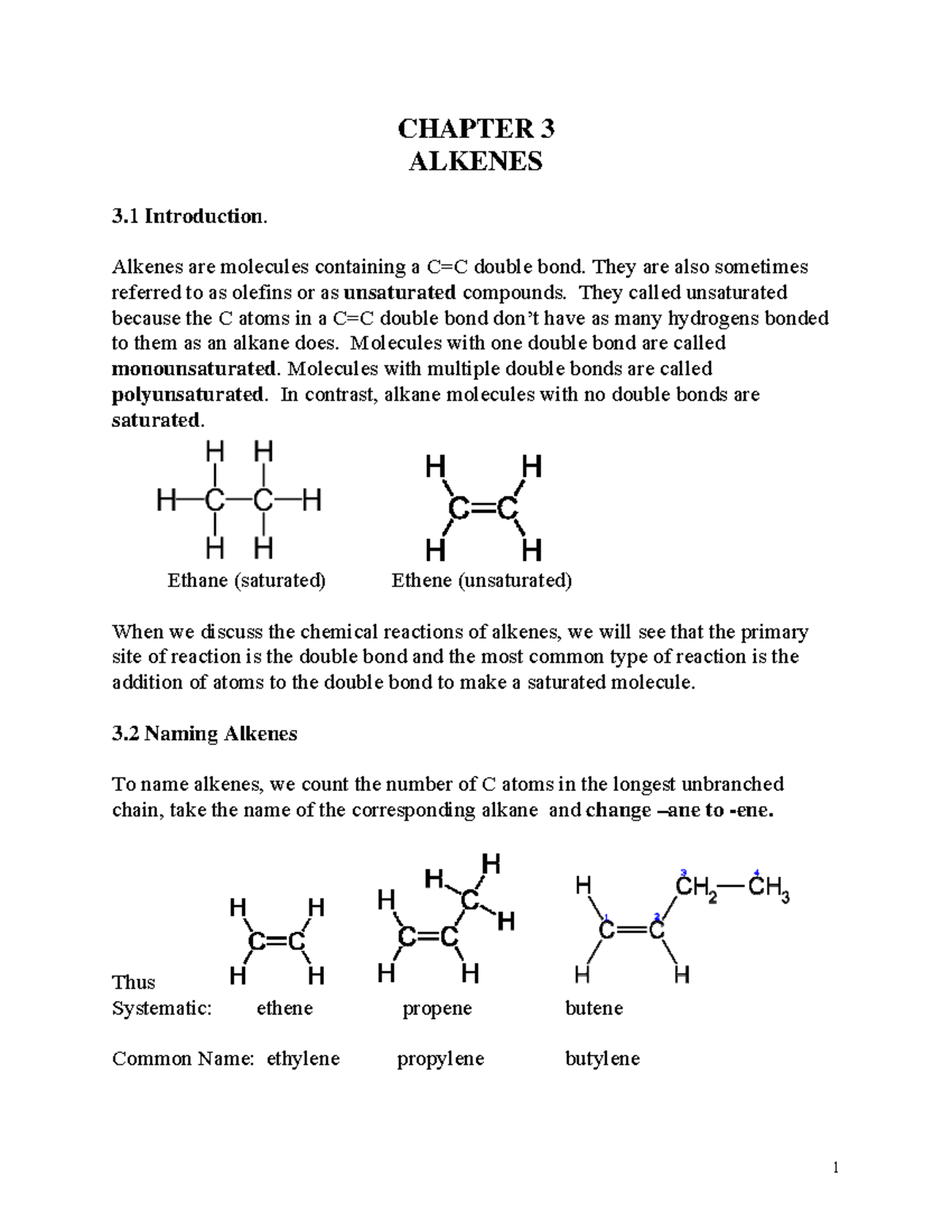 Chapter-3-alkenes - STRUCTURE AND NOMENCLATURE RULES FOR ALKANES ...