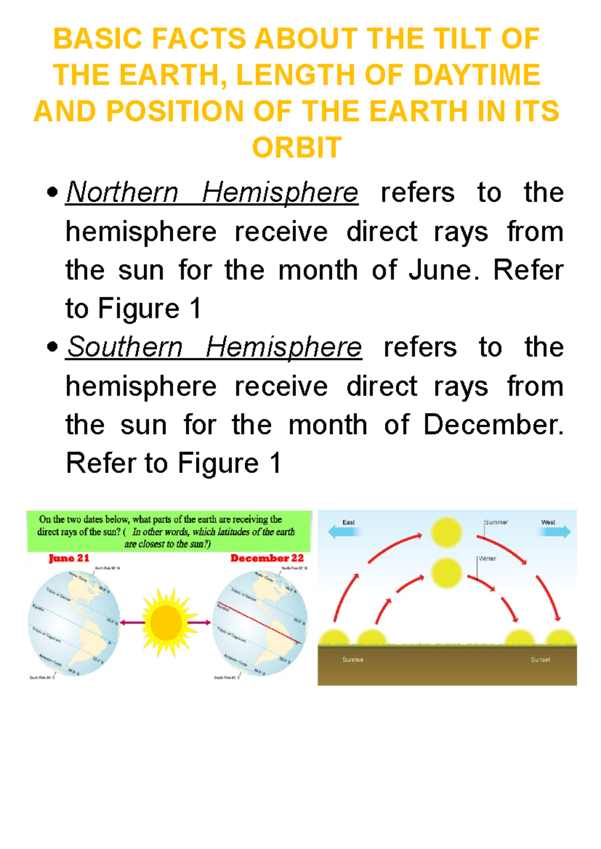 Basic Facts About THE TILT OF THE Earth - BASIC FACTS ABOUT THE TILT OF ...