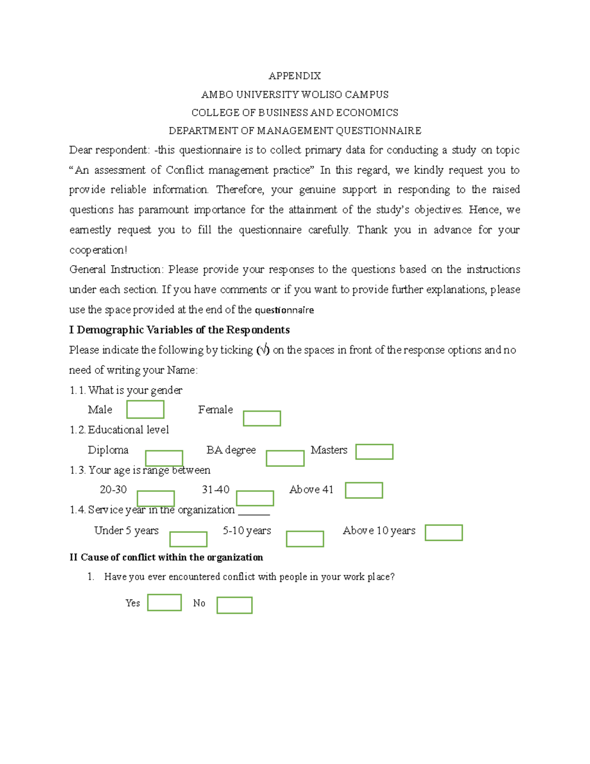 Appendix - this is questionnaire prepared by student to conduct mini ...