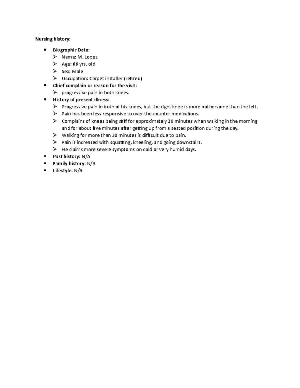 Nursing-history taking - components - Nursing history: Biographic Data ...