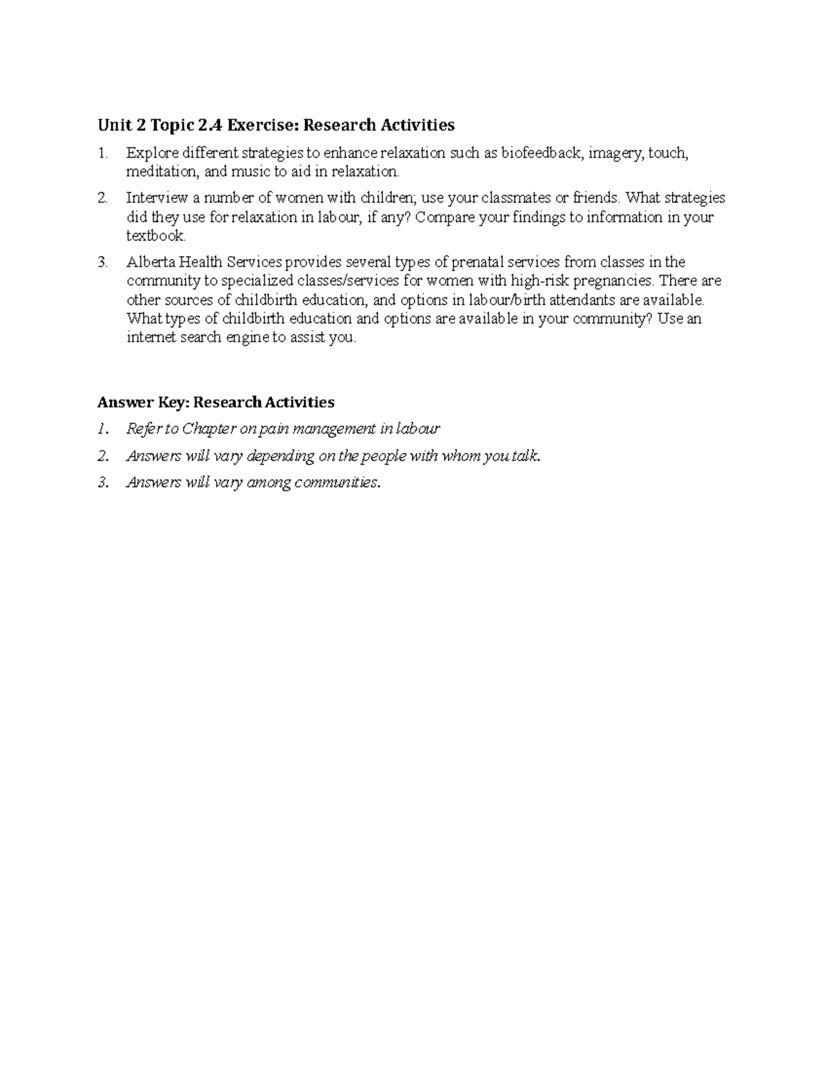 Unit 2 Topic 2.4 Exercise Research Activities - Unit 2 Topic 2 Exercise ...