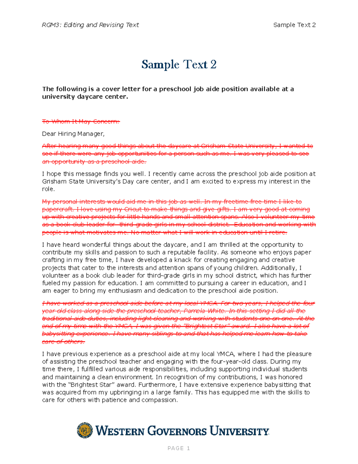 Task 3 Revision - Task 3 - RGM3: Editing and Revising Text Sample Text ...