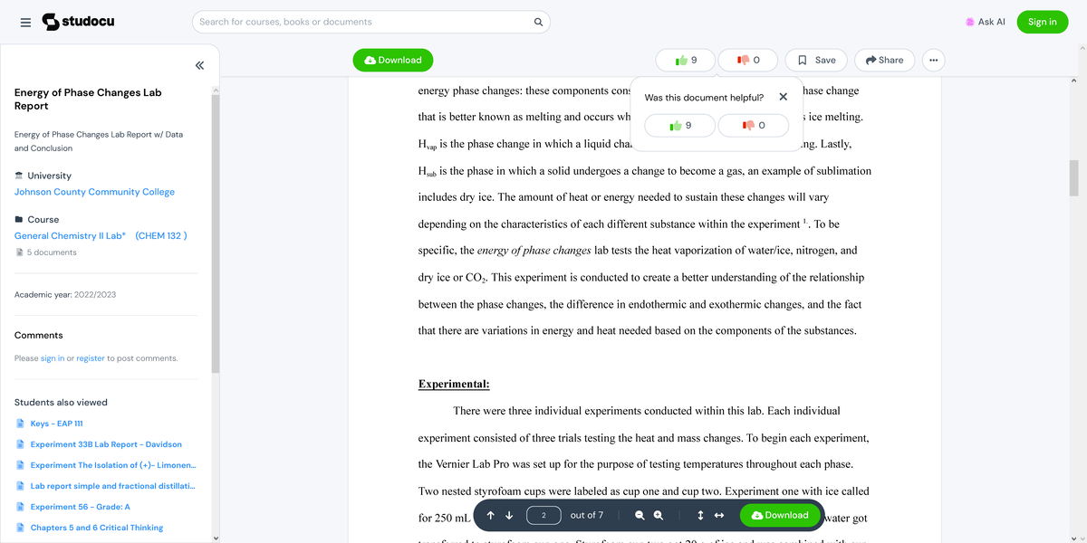 Energy of Phase Changes Lab Report - Energy of Phase Changes Author ...