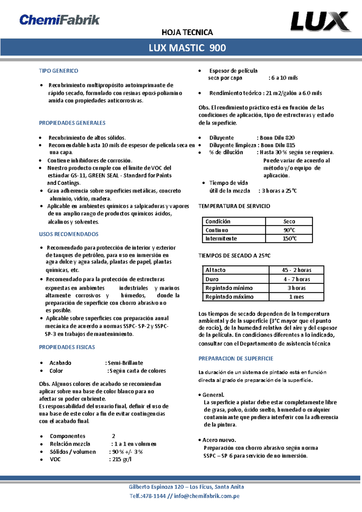 HT LUX Mastic 900 - Importante - LUX MASTIC 900 HOJA TECNICA TIPO ...