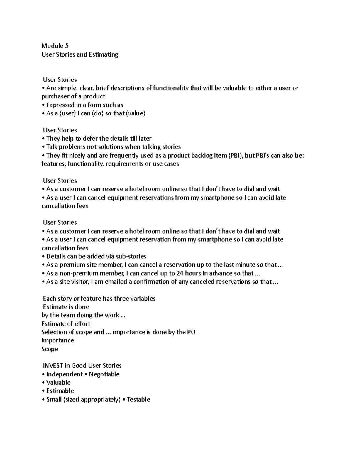Module 5 - lecture 5 - Module 5 User Stories and Estimating User ...
