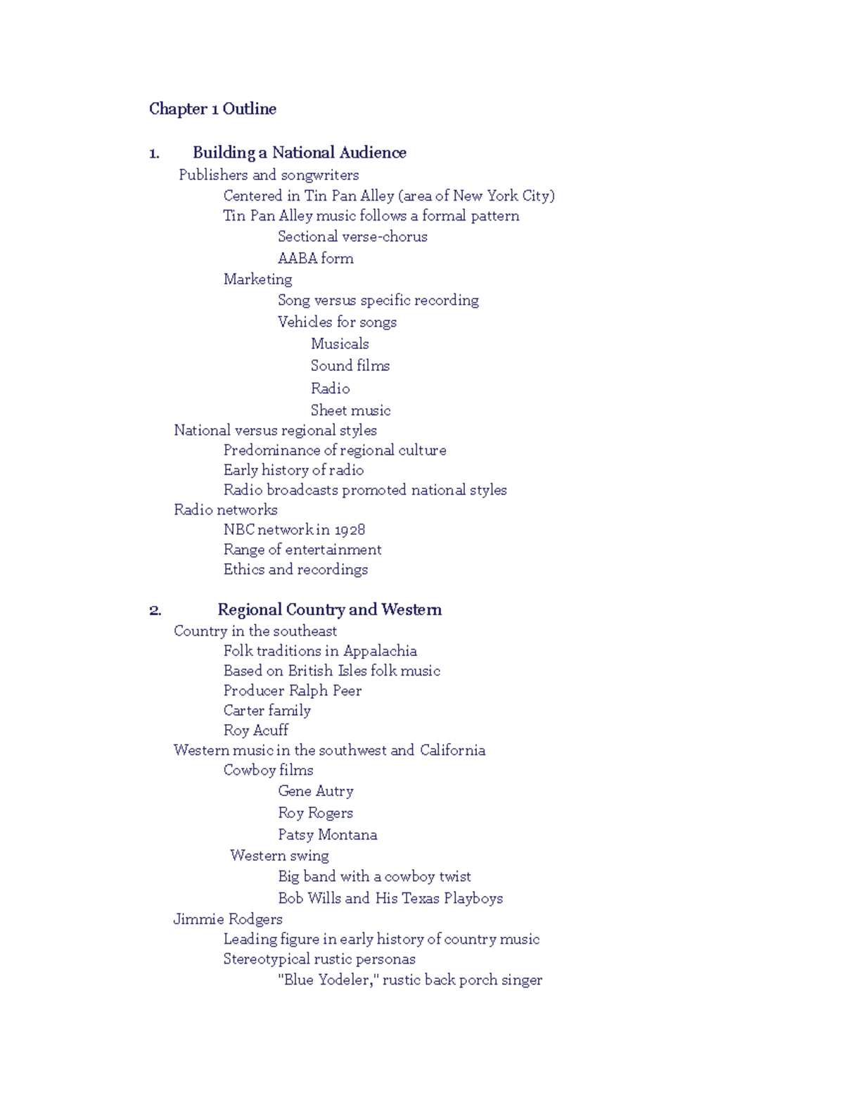 Chapter 1 Outline - Lecture notes - Chapter 1 Outline 1. Building a ...