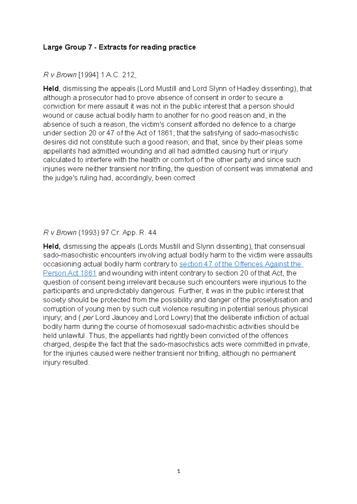 Large Group 7 Extracts document - Large Group 7 - Extracts for reading ...