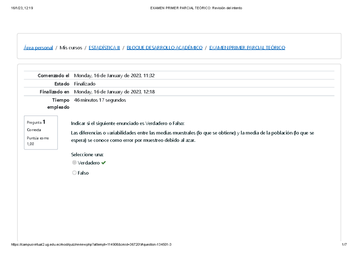 Examen Primer Parcial Teórico Revisión del intento - Pregunta 1 ...