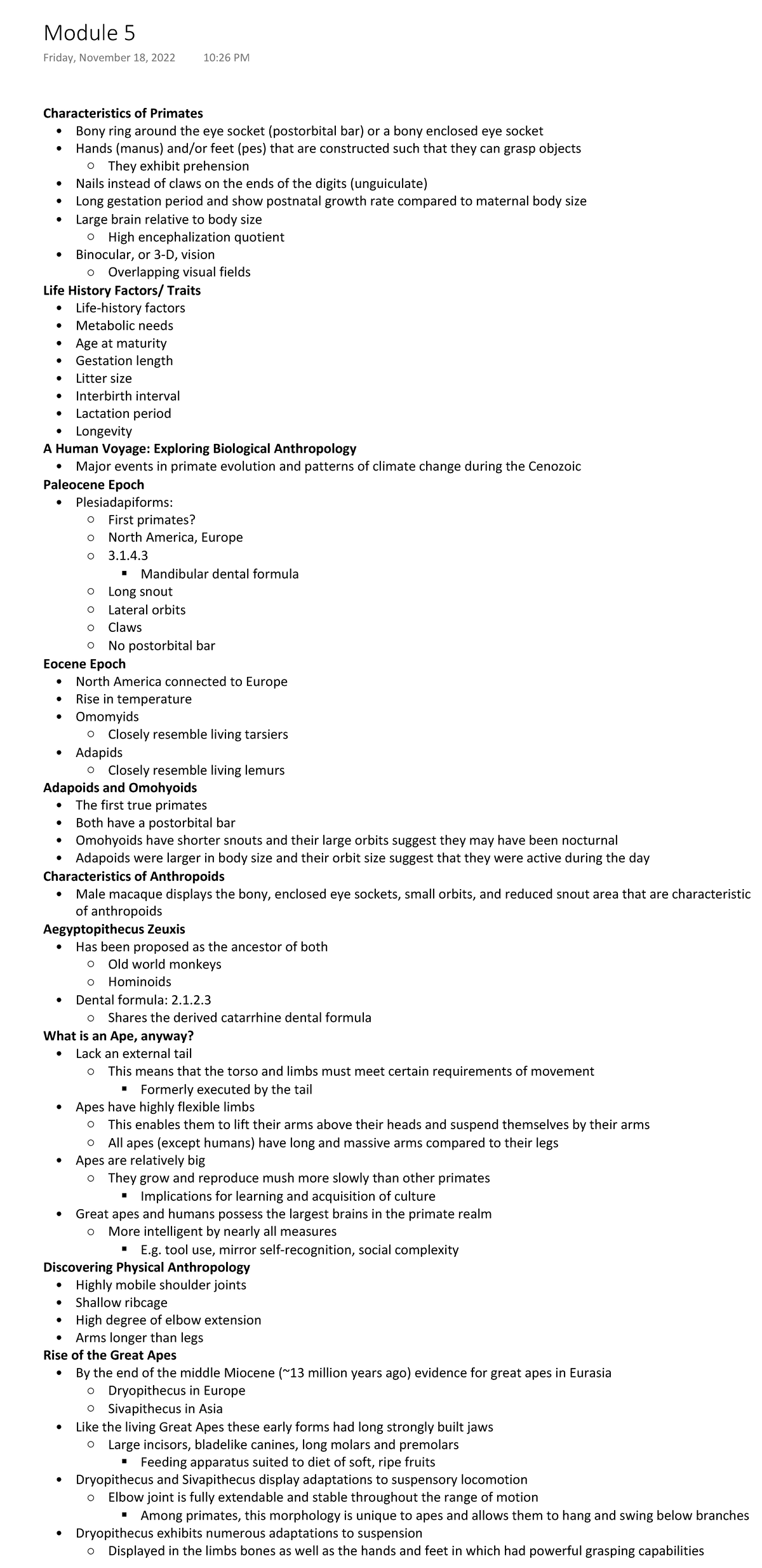 Module 5 - Topic: Modern Primates and Primate Evolution ...