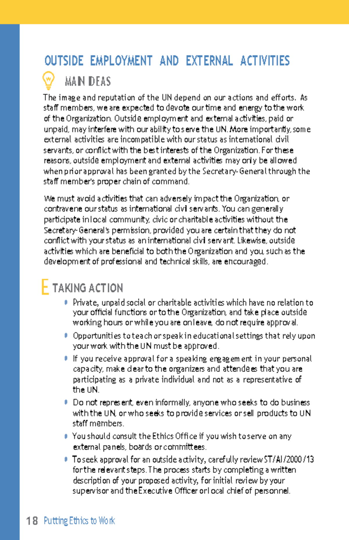 Outside employment and external activities - 18 Putting Ethics to Work ...