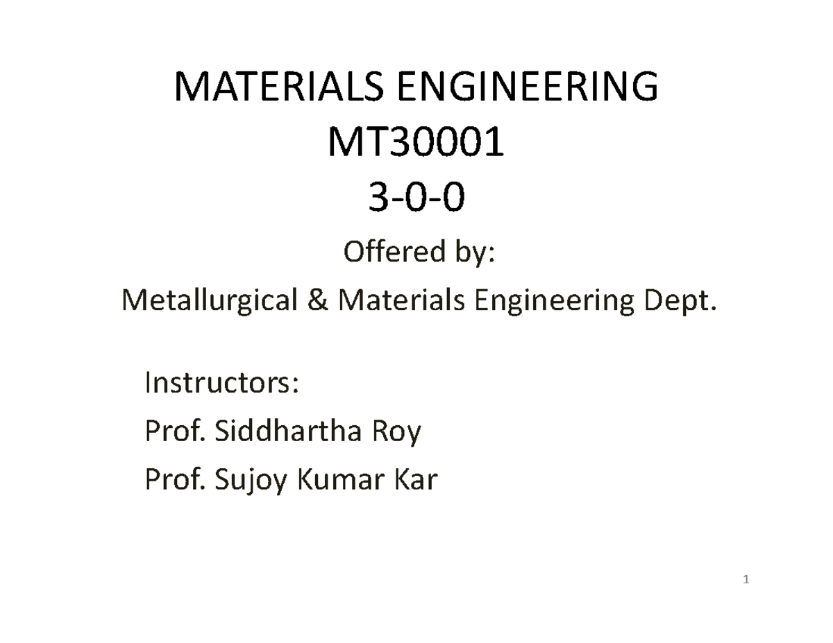 MT30001 Concept questions - MATERIALS ENGINEERING MT 3‐0‐ Instructors ...