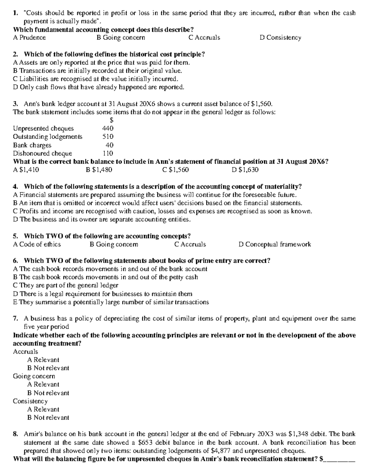 FA lesson 2 - DDDDFFF - "Costs should be reported in profit or loss in ...