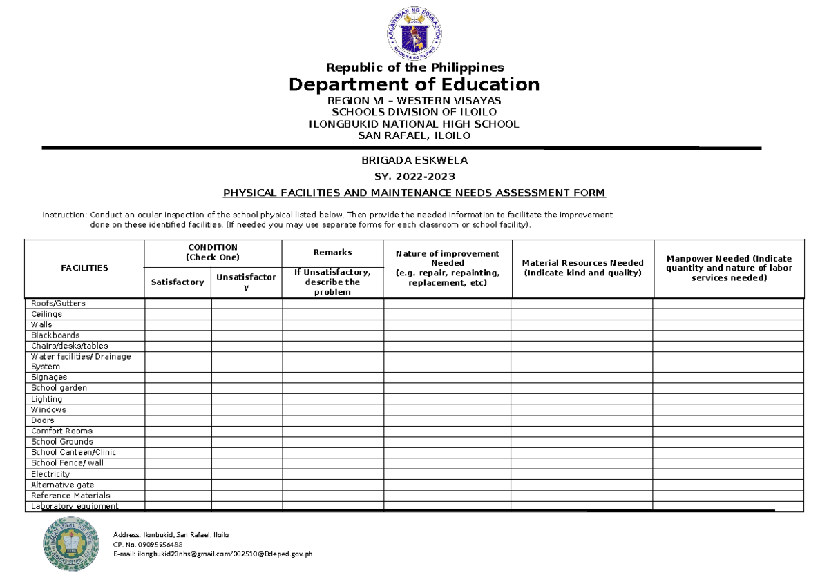 BE-FORM-1 - n/a - Republic of the Philippines Department of Education ...