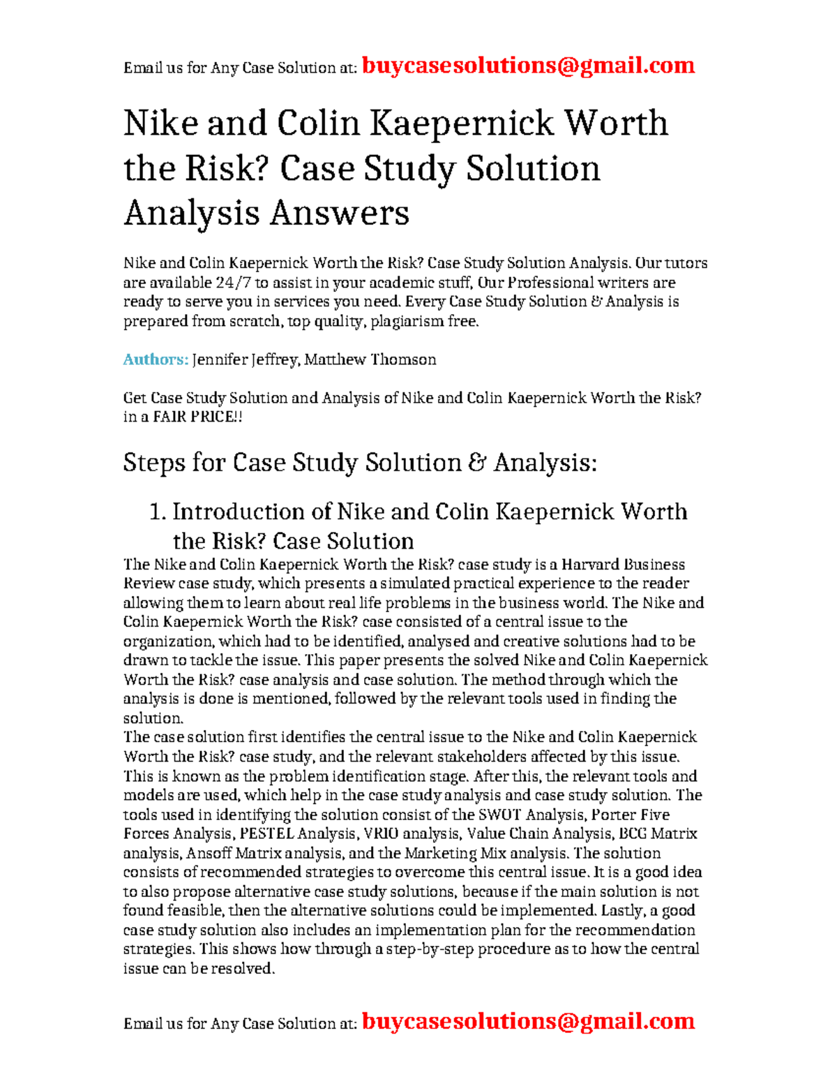 Case Solution Nike and Colin Kaepernick Worth the Risk - Nike and Colin Kaepernick Worth the ...