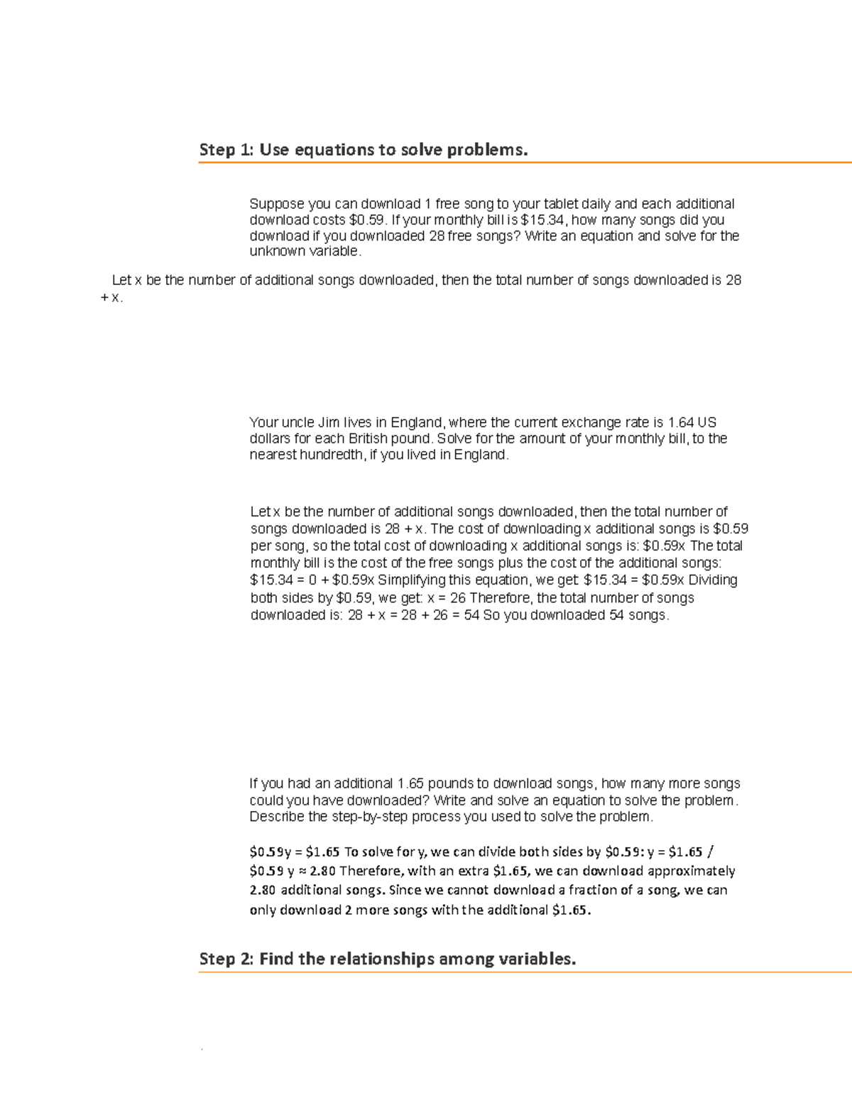 Performance Task Tablet Time - Step 1: Use equations to solve problems ...