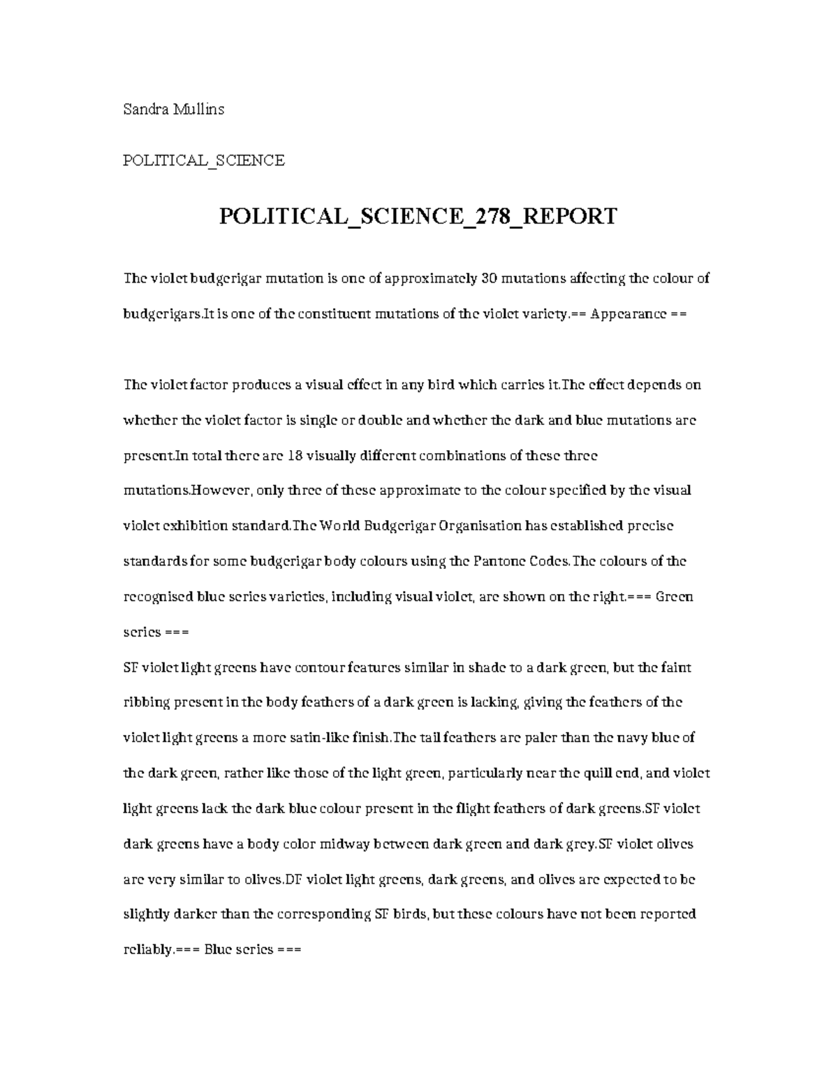 Political Science 278 Report - Sandra Mullins POLITICAL_SCIENCE ...