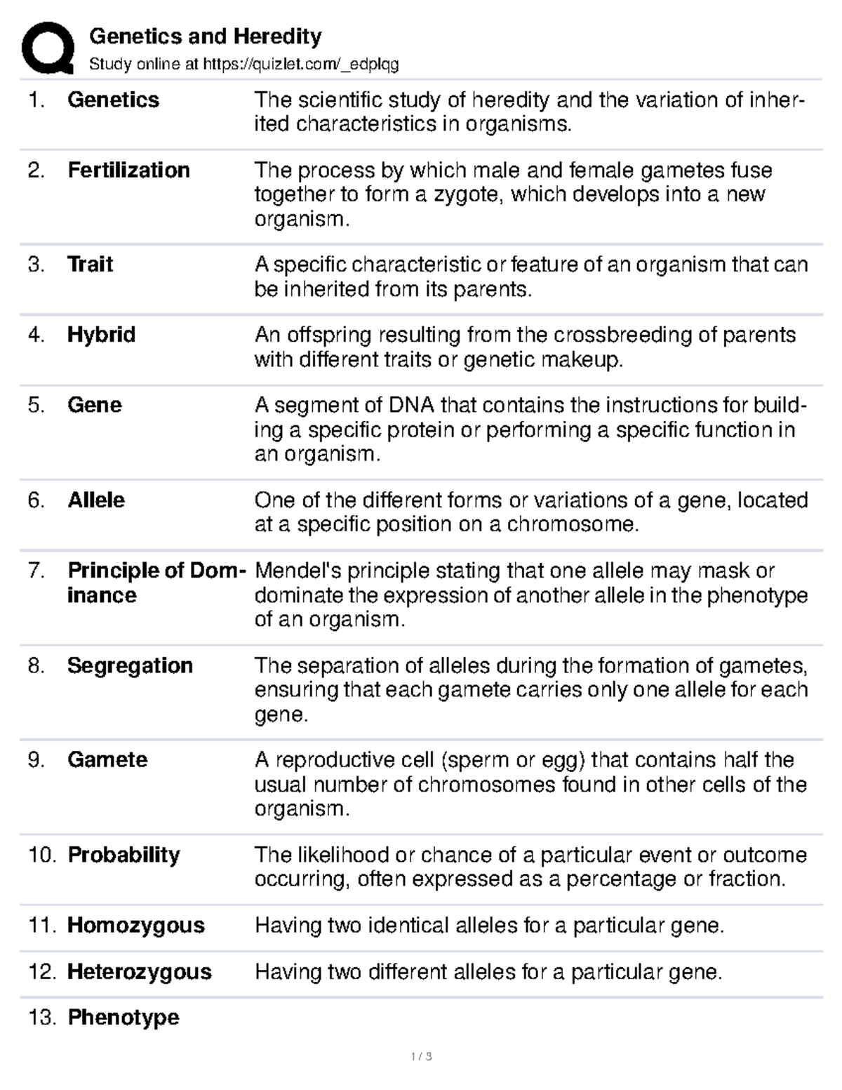 Genetics and Heredity - Given by a Vu - Genetics and Heredity Study ...