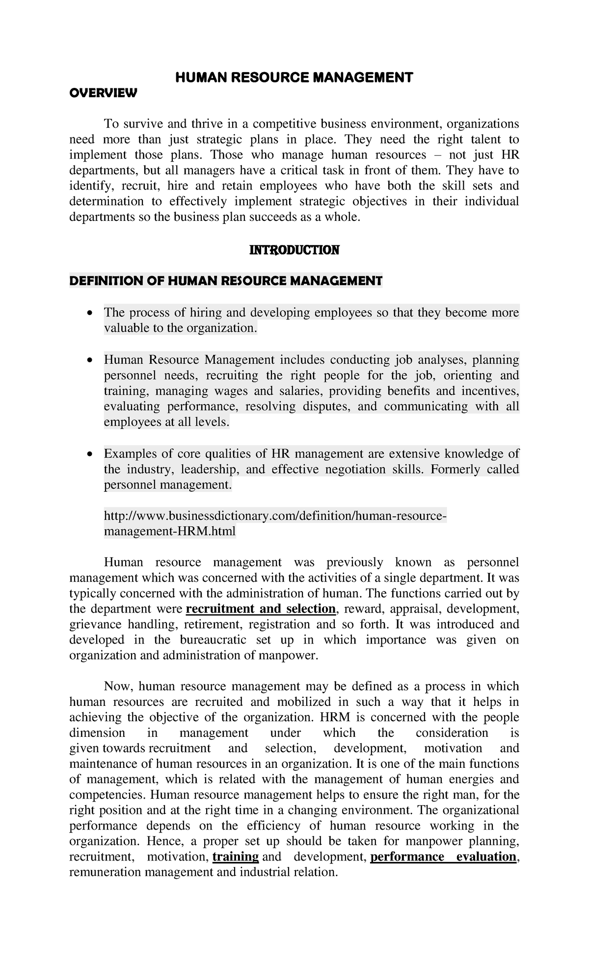 Cba-lecture-hrm - HUMAN RESOURCE MANAGEMENT LECTURE - HUMAN RESOURCE ...