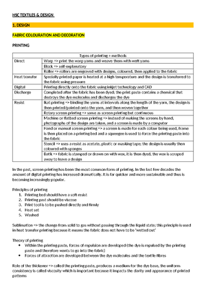 Textiles Design Notes - Examination Revision - Year 12 Textiles ...