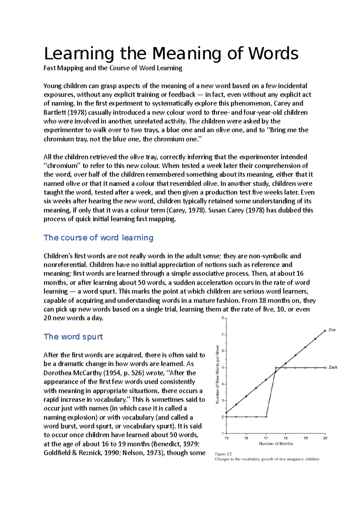 Learning the Meaning of Words - fast mapping - Studocu