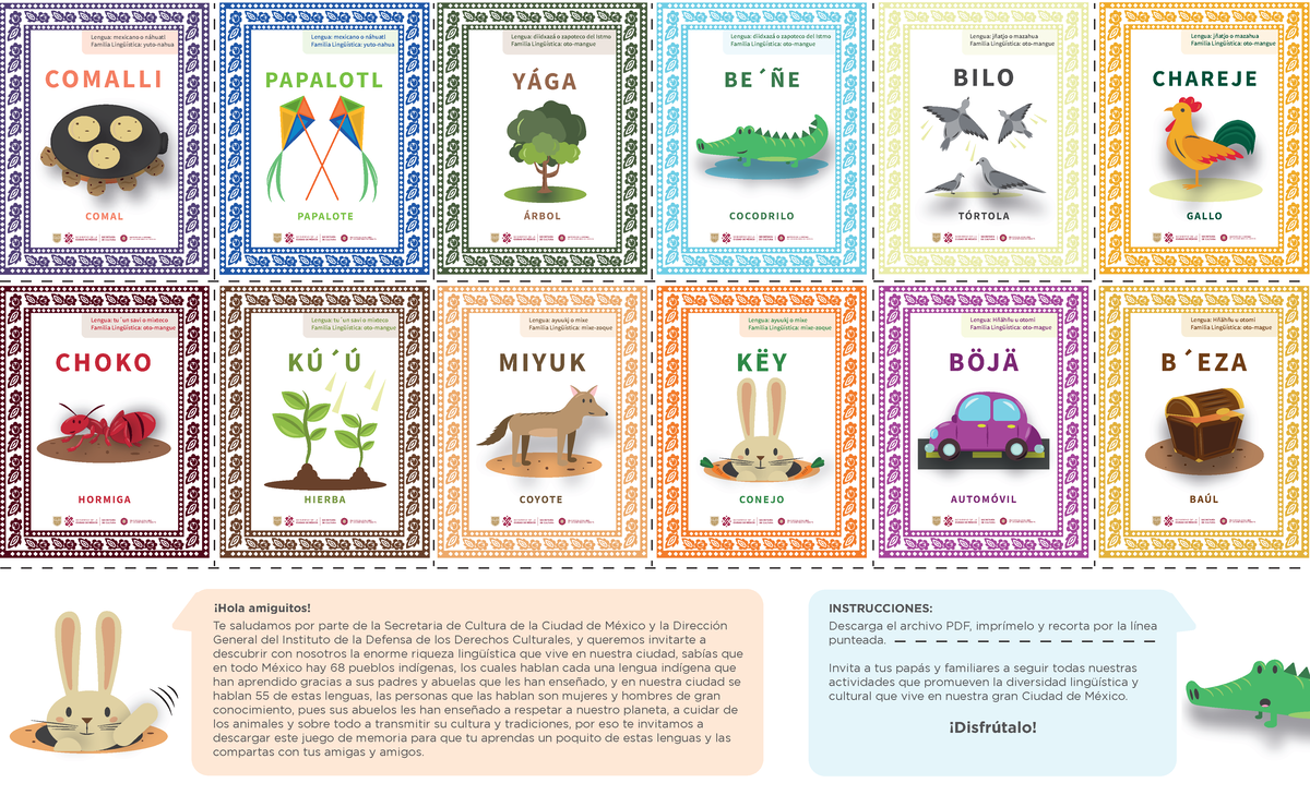 Memorama para ninos en lenguas indigenas - Lengua: mexicano o náhuatl ...