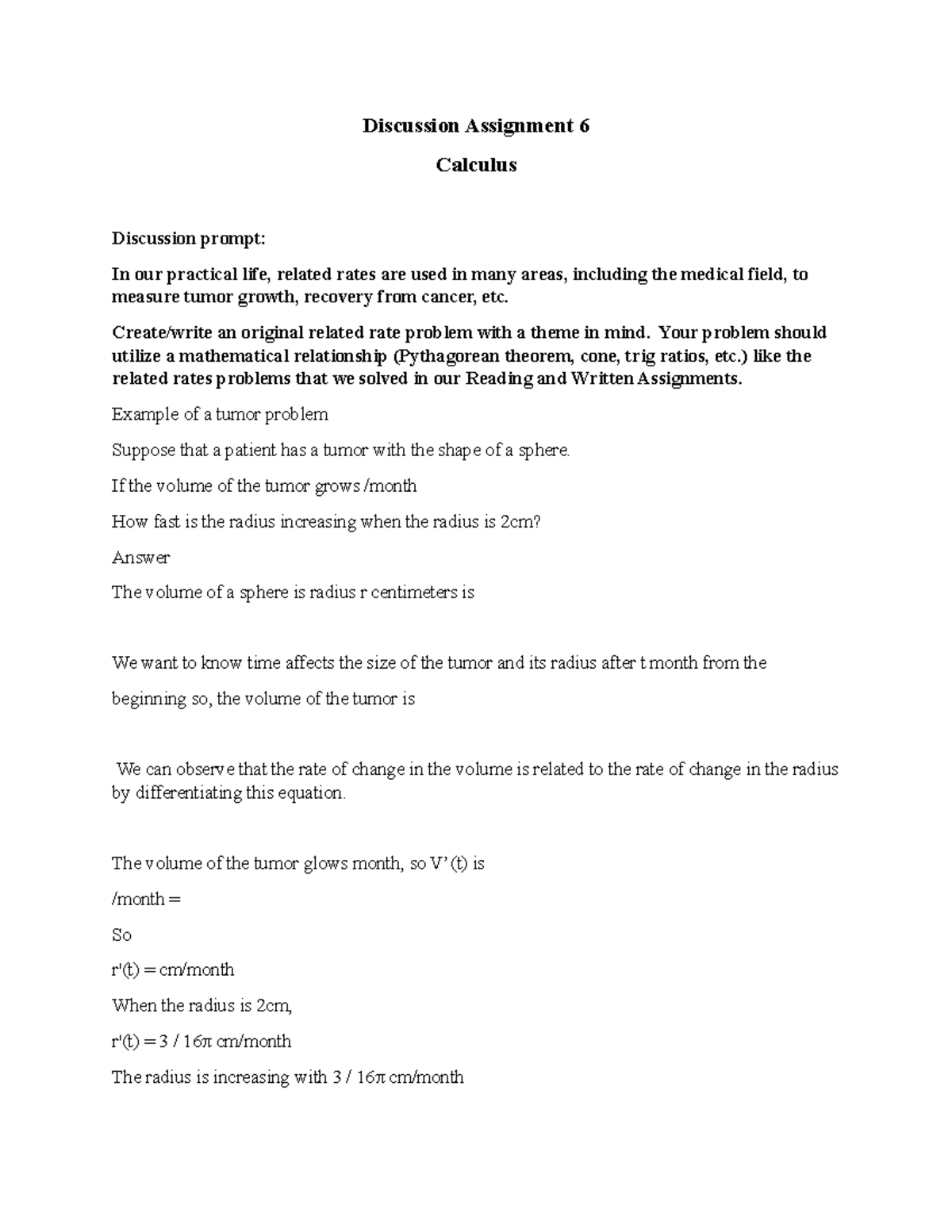 Discussion Assignment Unit 6 - Discussion Assignment 6 Calculus ...