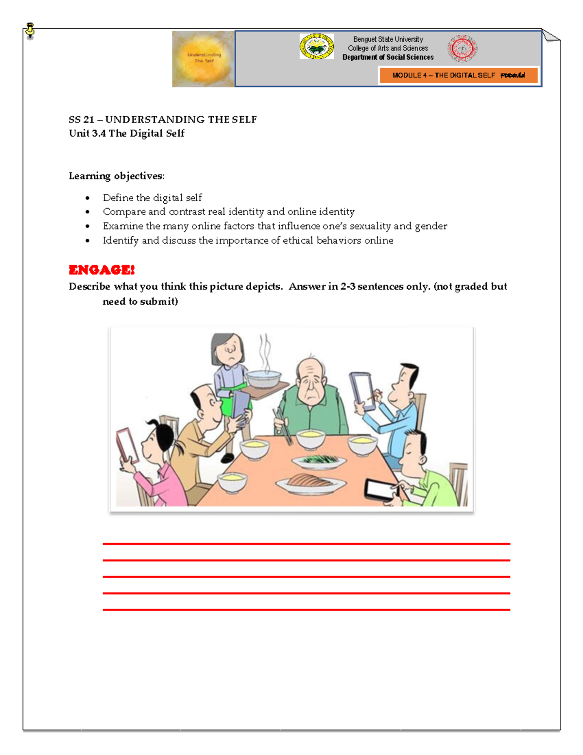 Module 4C THE Digital SELF - SS 21 – UNDERSTANDING THE SELF Unit 3 The ...