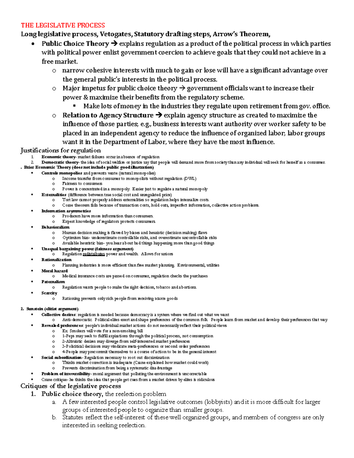 Legislation And Regulation Outline 2 - THE LEGISLATIVE PROCESS Long ...