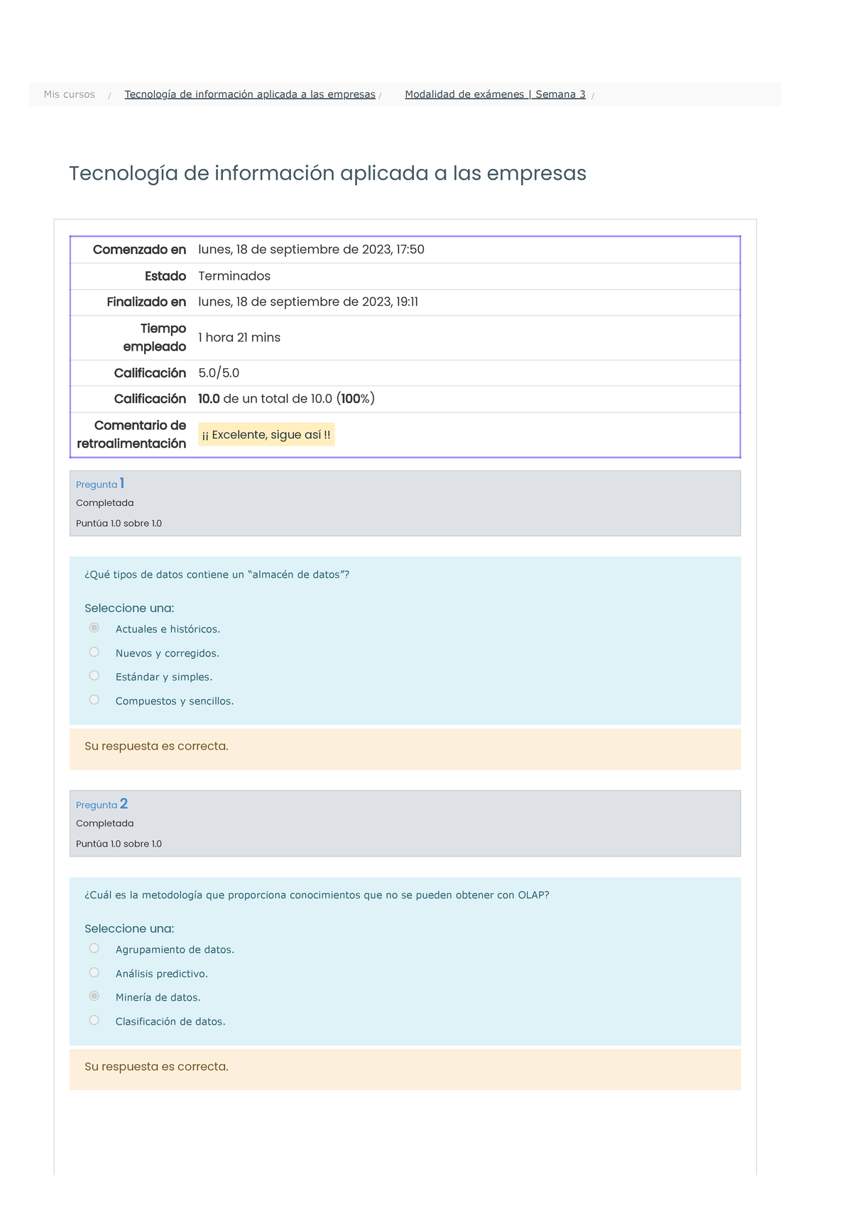 Examen semana 3 - Tecnología de información aplicada a las empresas ...