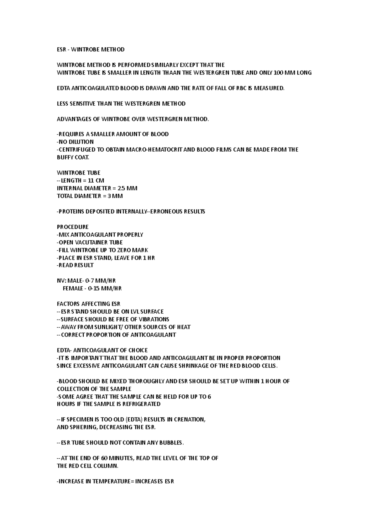 ESR - —basic notes about erythrocyte sedimentation rate - ESR ...